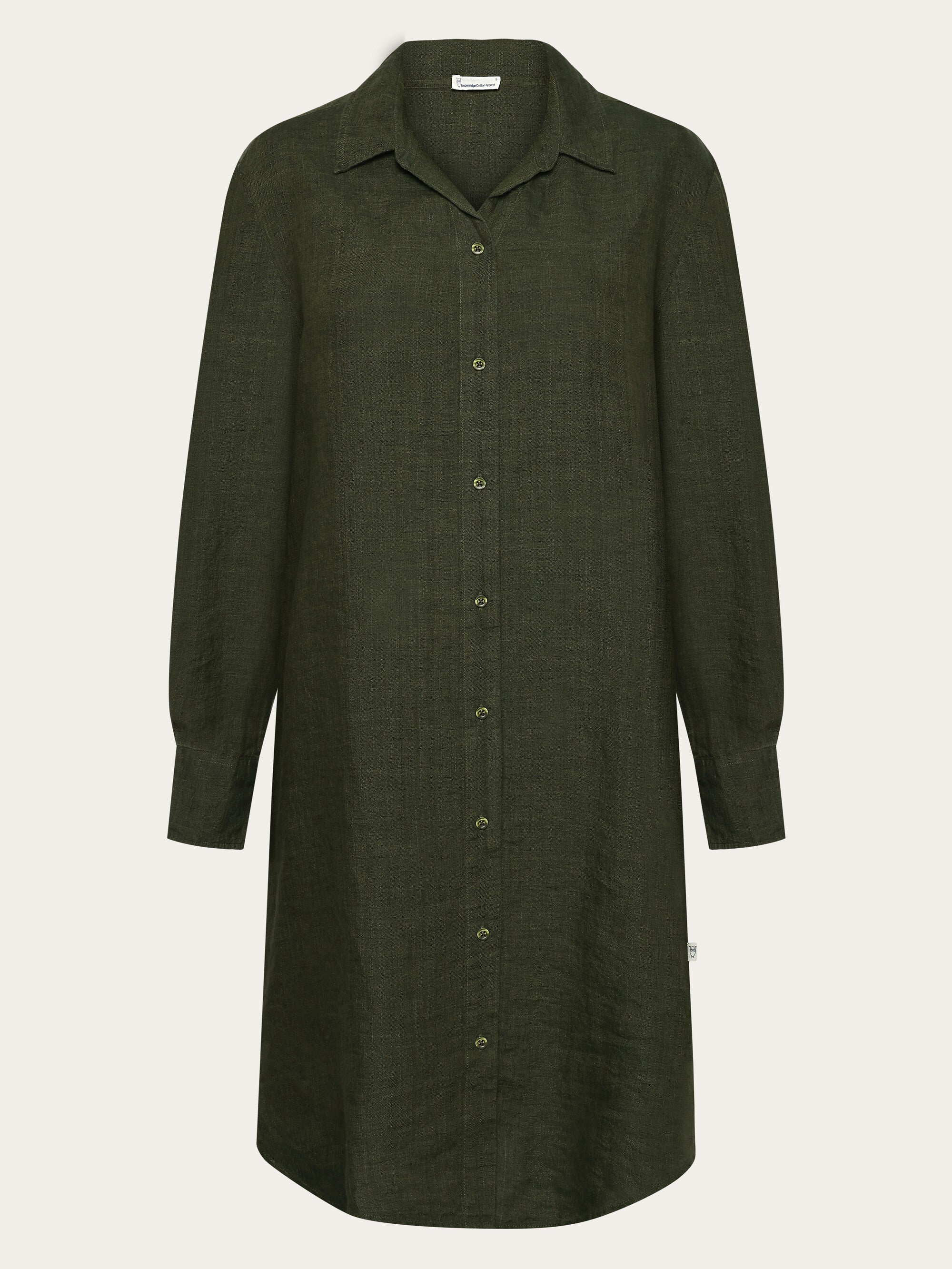 Classic linen dress - Burned Olive – KnowledgeCotton Apparel Europe