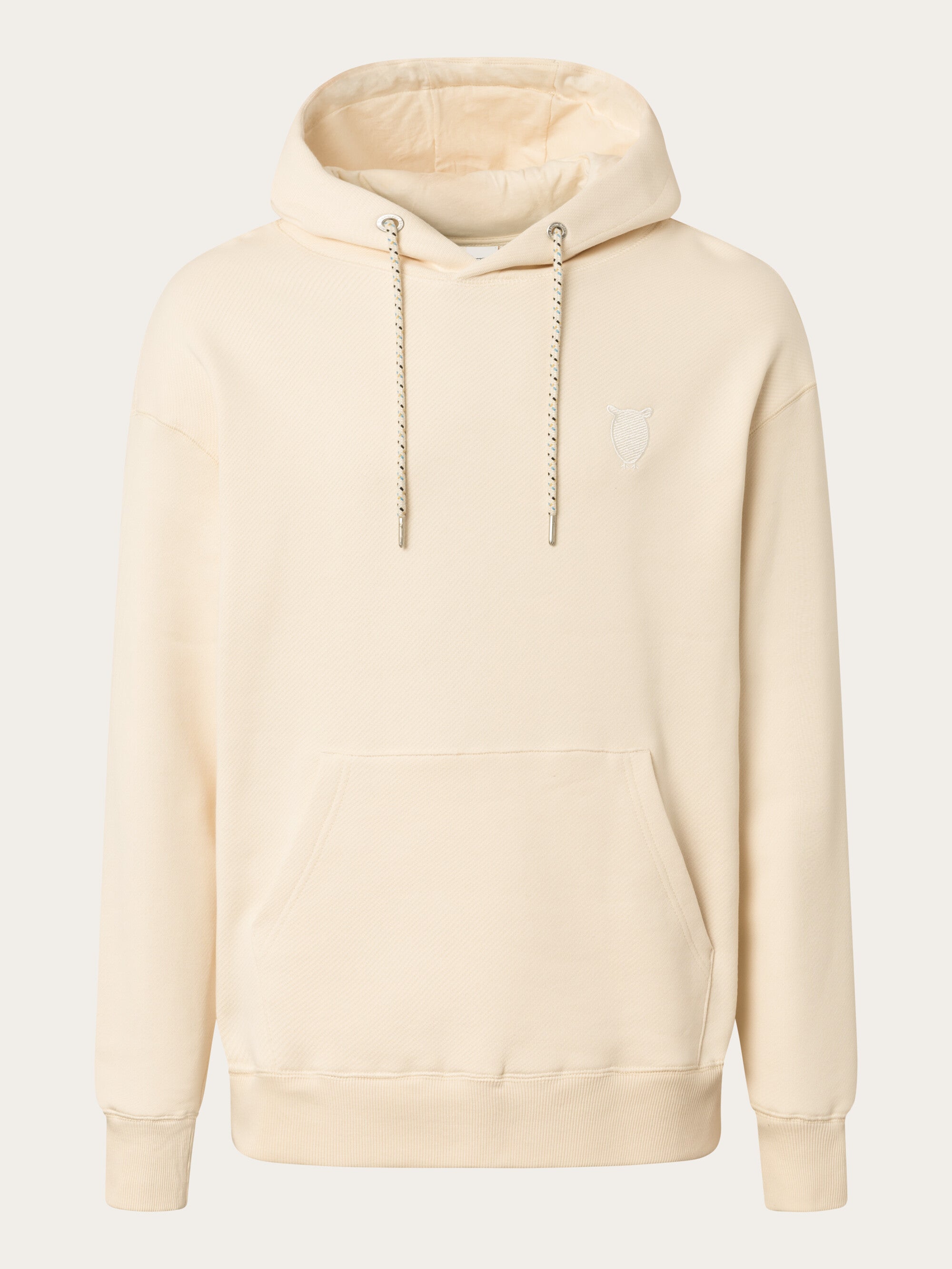 Loose fit hood kangaroo pocket sweat with embroidery at chest - Butter
